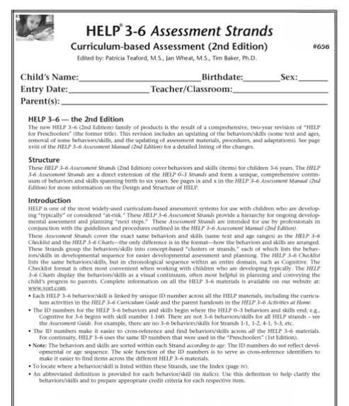 HELP 3-6 Assessment Strands (2nd Ed.) – Shine Early Learning